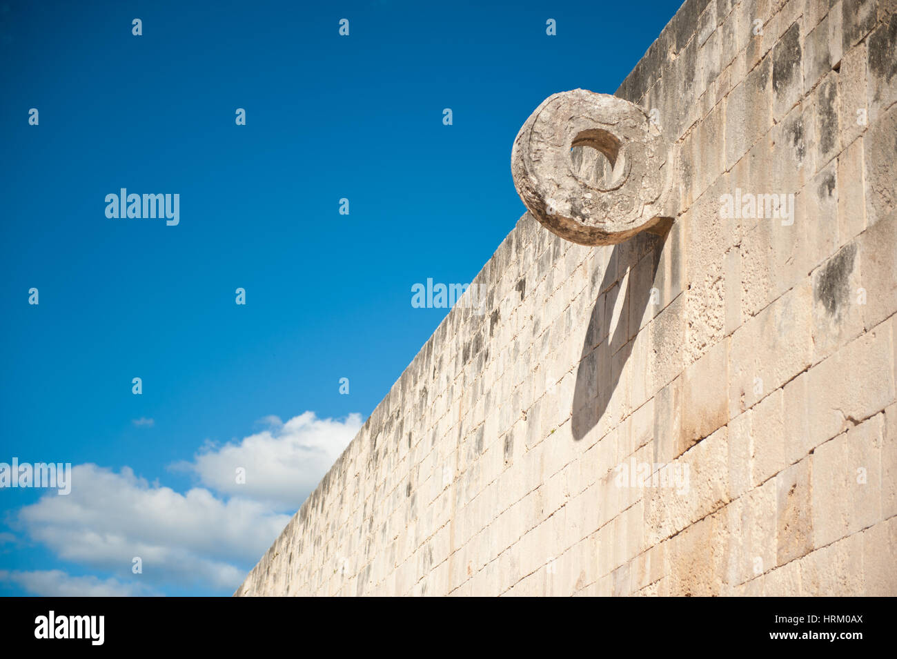 Wall on Mayan football field at Chichen Itza, Yucatan, Mexico Stock ...