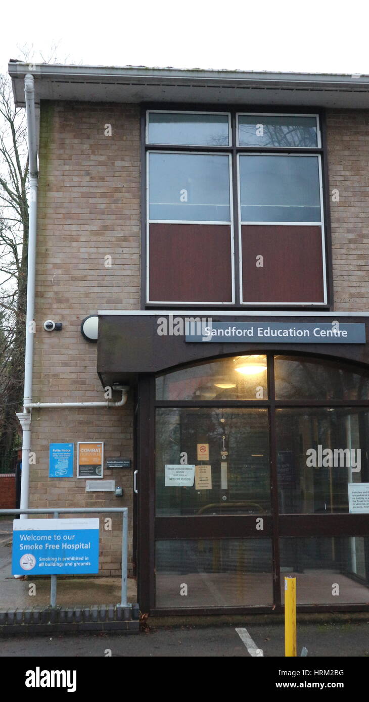 Entrance to an education center building, part of a hospital,UK Stock ...