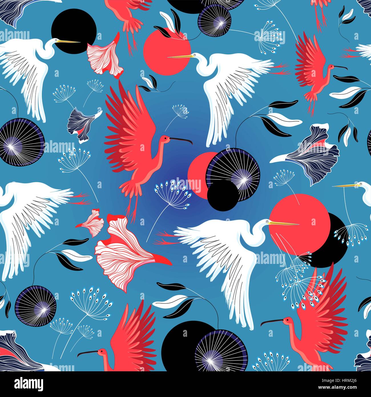 Seamless pattern of herons and ibis Stock Vector Image & Art - Alamy