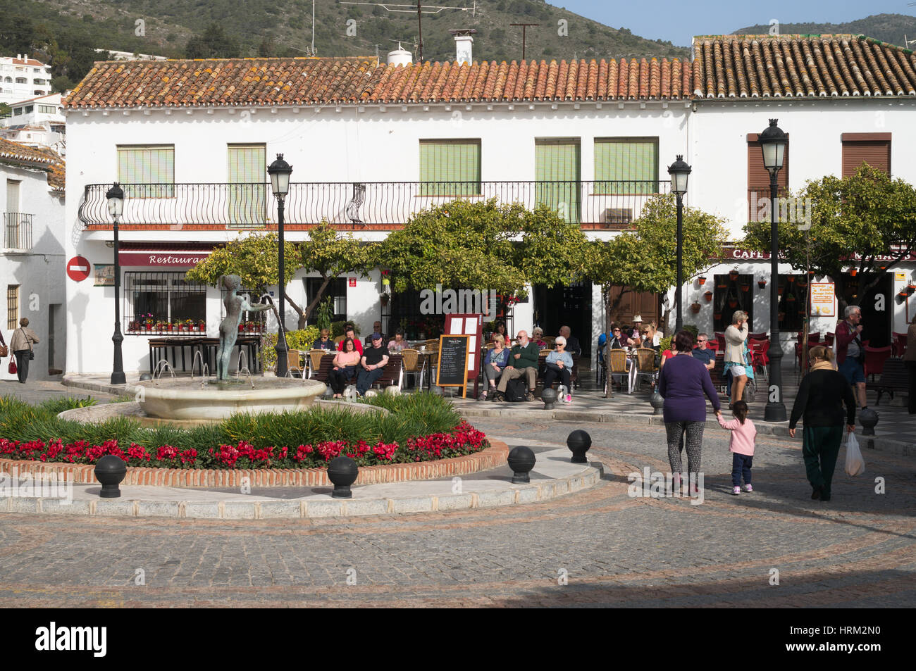 Plaza de Espana in the white village of Benalmadena Pueblo, Spain ...