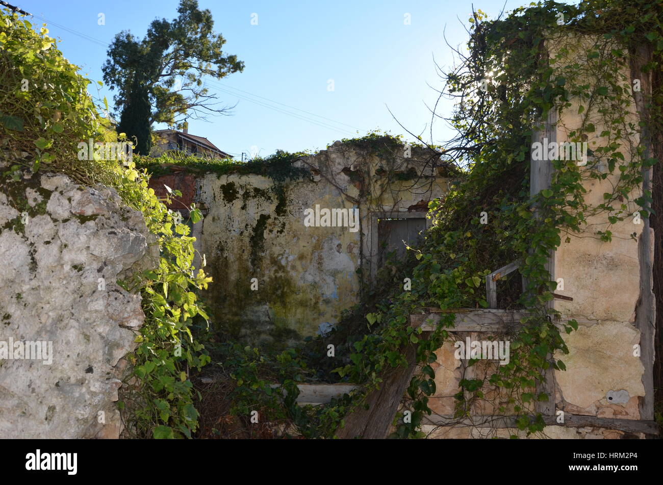Abandoned traditional greek house waiting for demolition in a greek ...