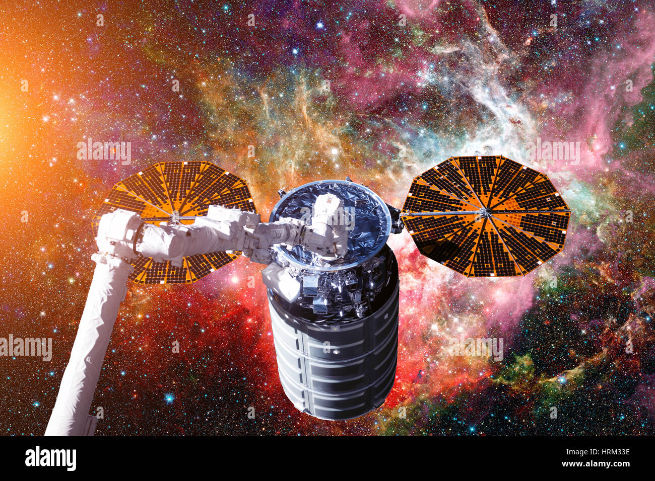 The Cygnus spacecraft in open space. Elements of this image furnished ...