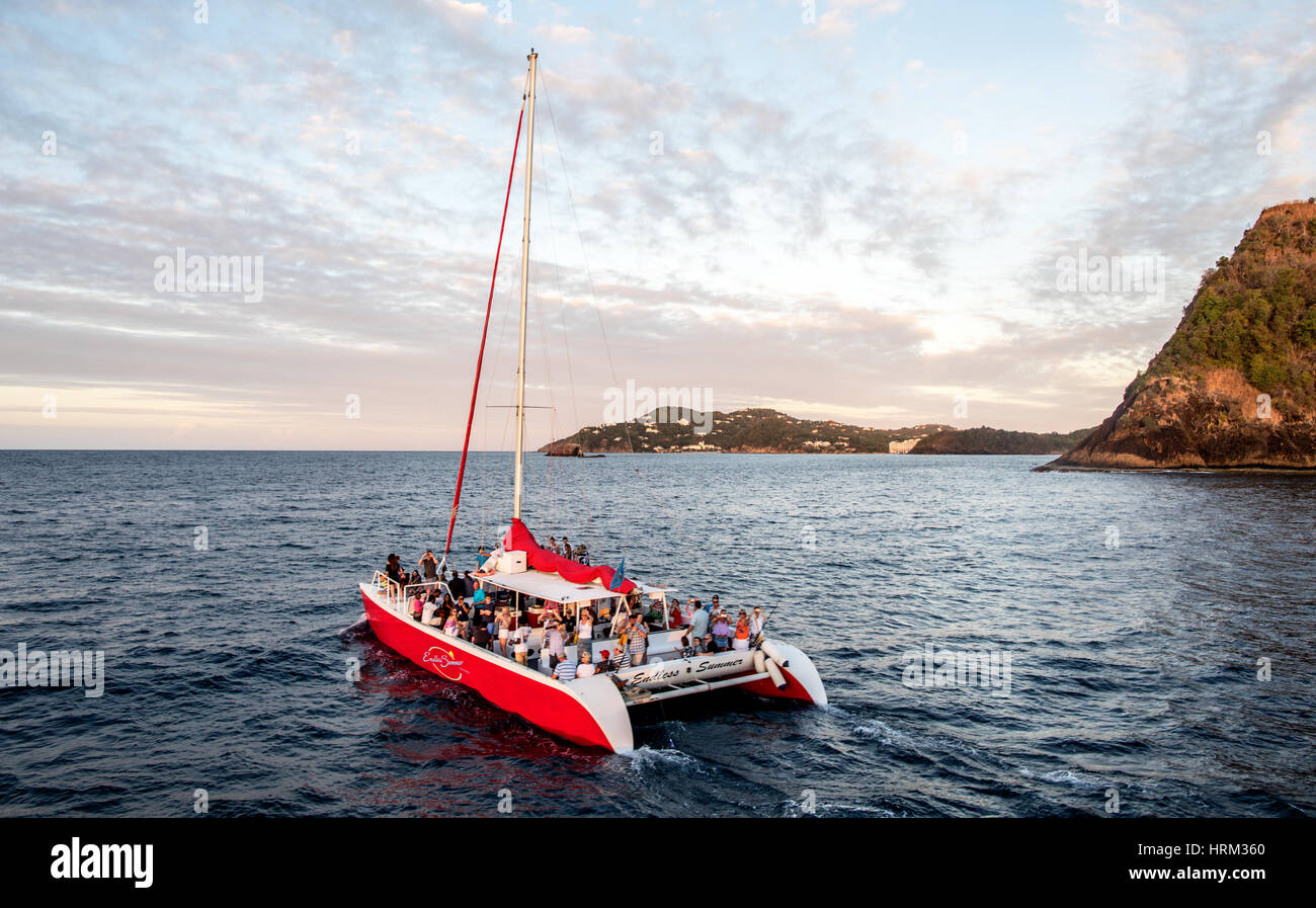 Catamaran at Sunset St. Lucia Caribbean Stock Photo - Alamy