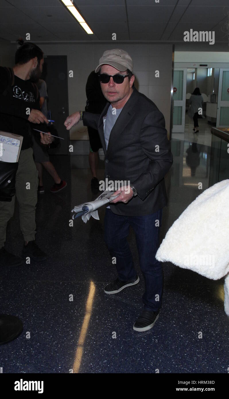 Michael J Fox departs from Los Angeles International Airport (LAX ...