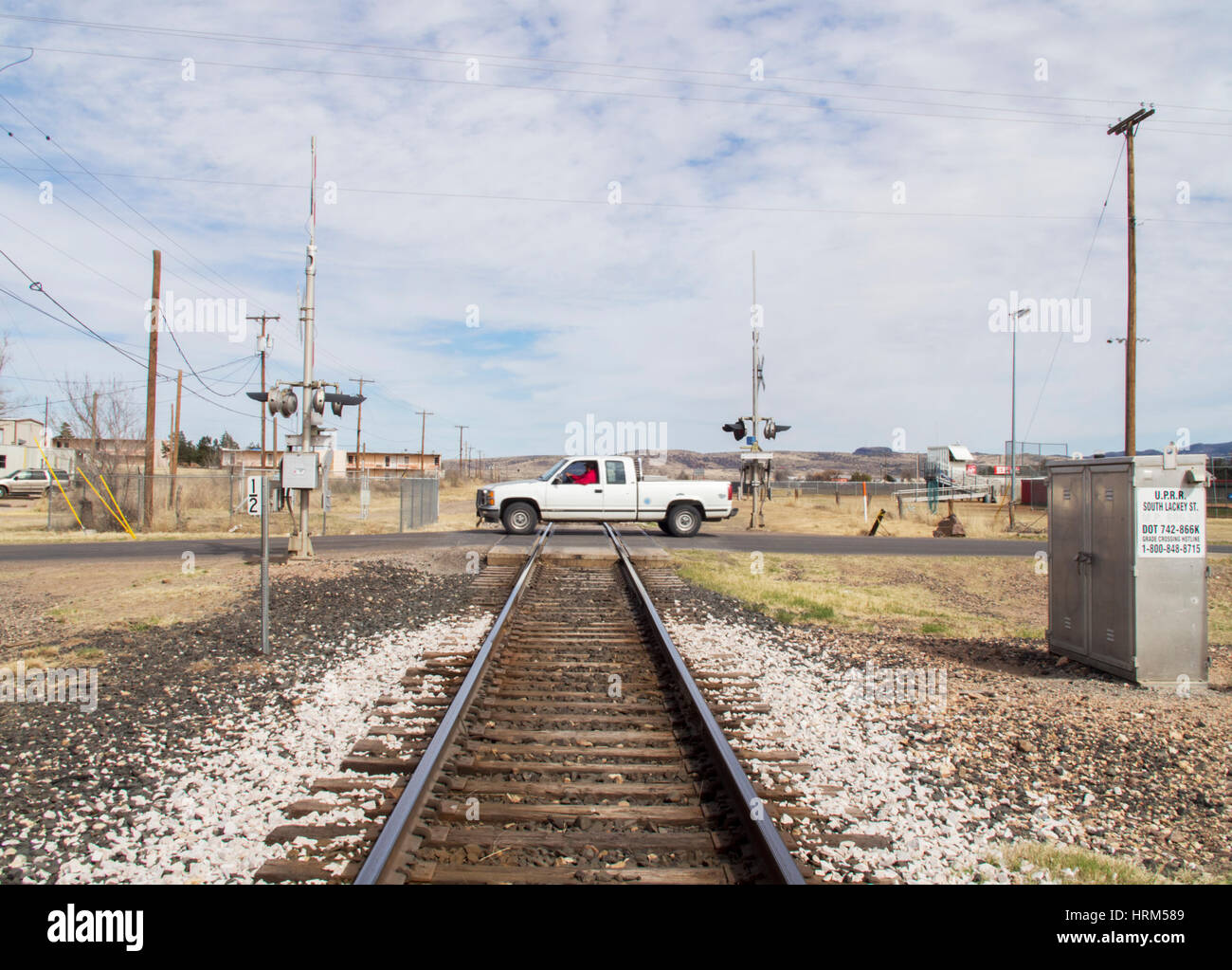 Union Pacific railroad crossing in Alpine, West Texas Stock Photo - Alamy
