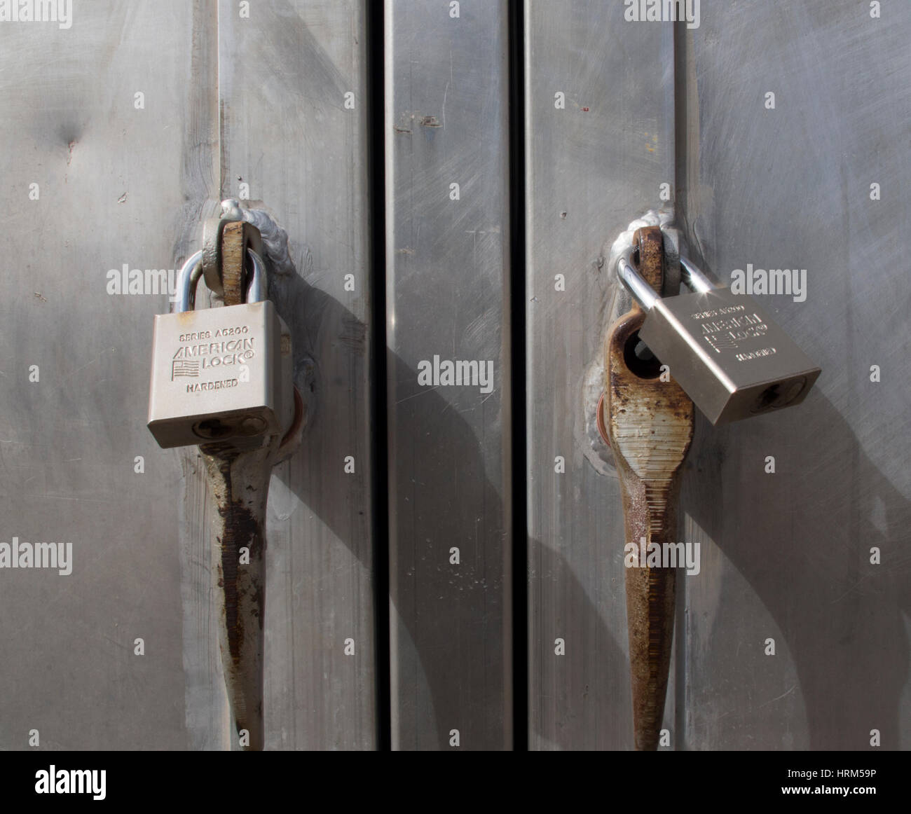 Locks on a railroad signal cabinet Stock Photo - Alamy