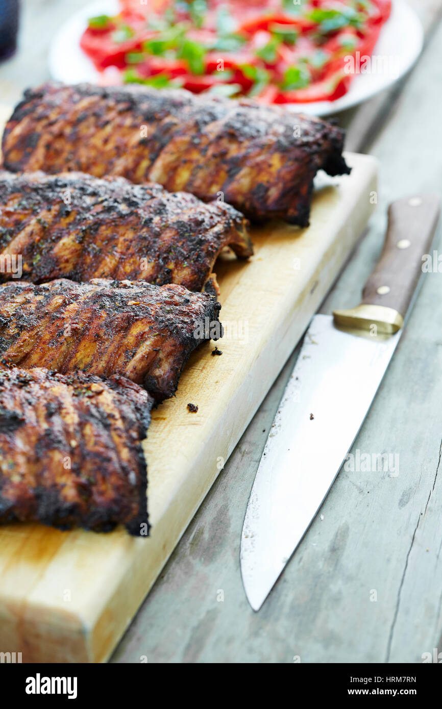 Grill bbq marinated pork ribs Stock Photo - Alamy