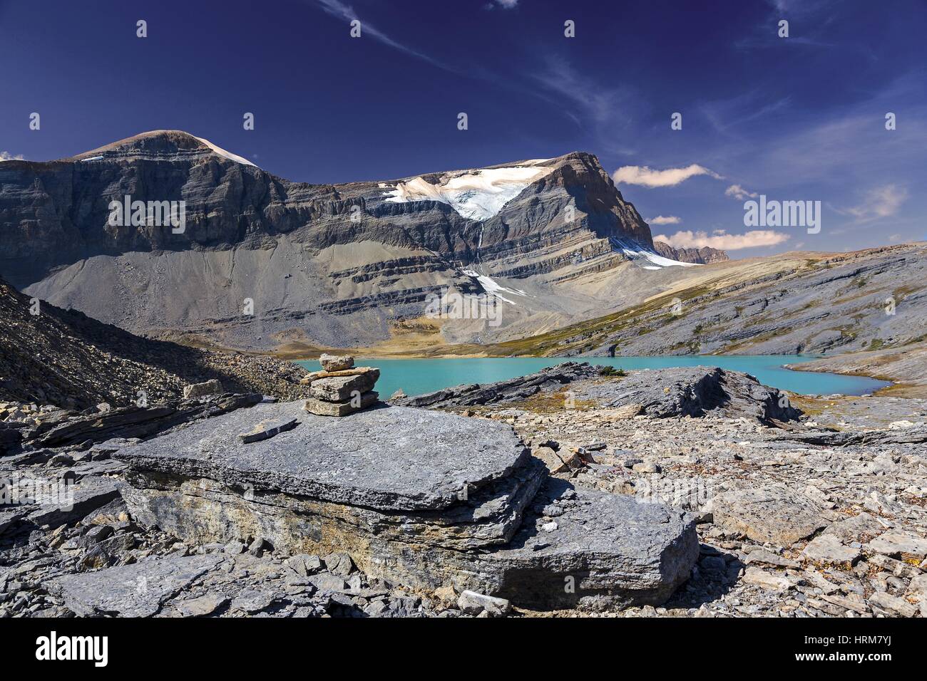 Blue Caldron Lake and Mistaya Mountain Peak Scenic Landscape View ...