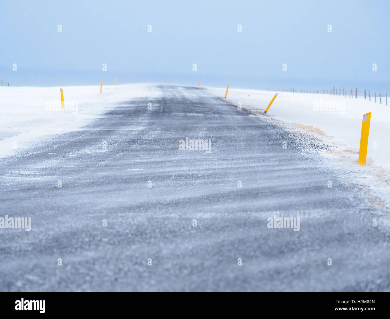 Road in a snow blizzard , Iceland Stock Photo - Alamy