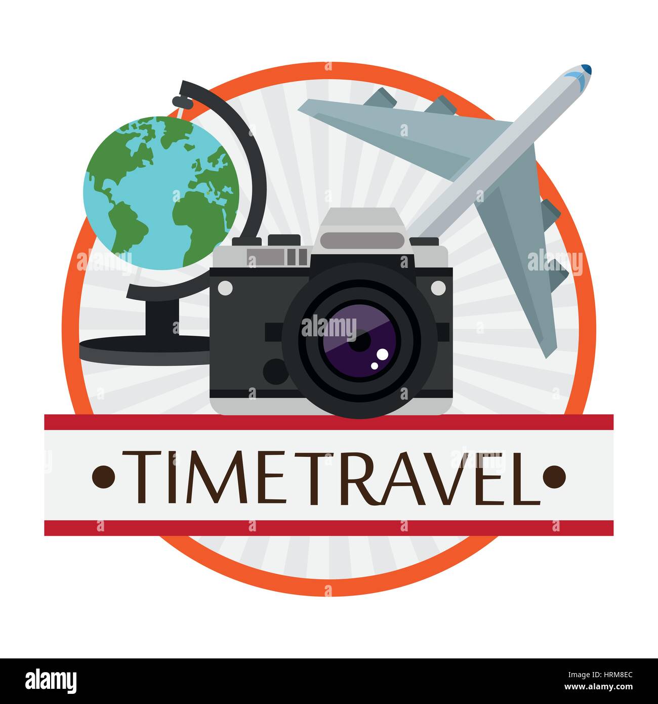 time travel poster vacation camera plane globe Stock Vector Image & Art ...