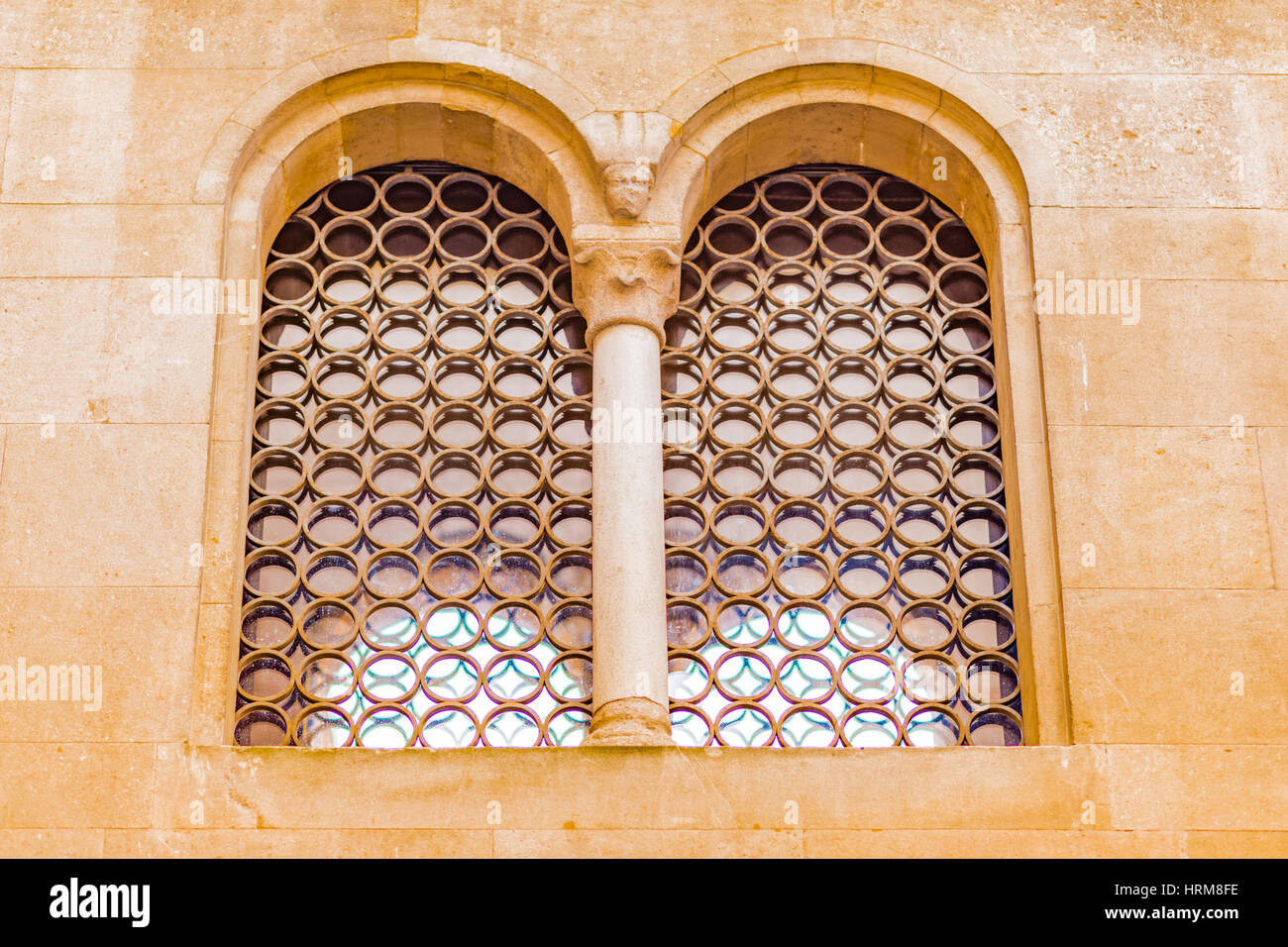 mullioned window with grid of Catholics church Stock Photo - Alamy