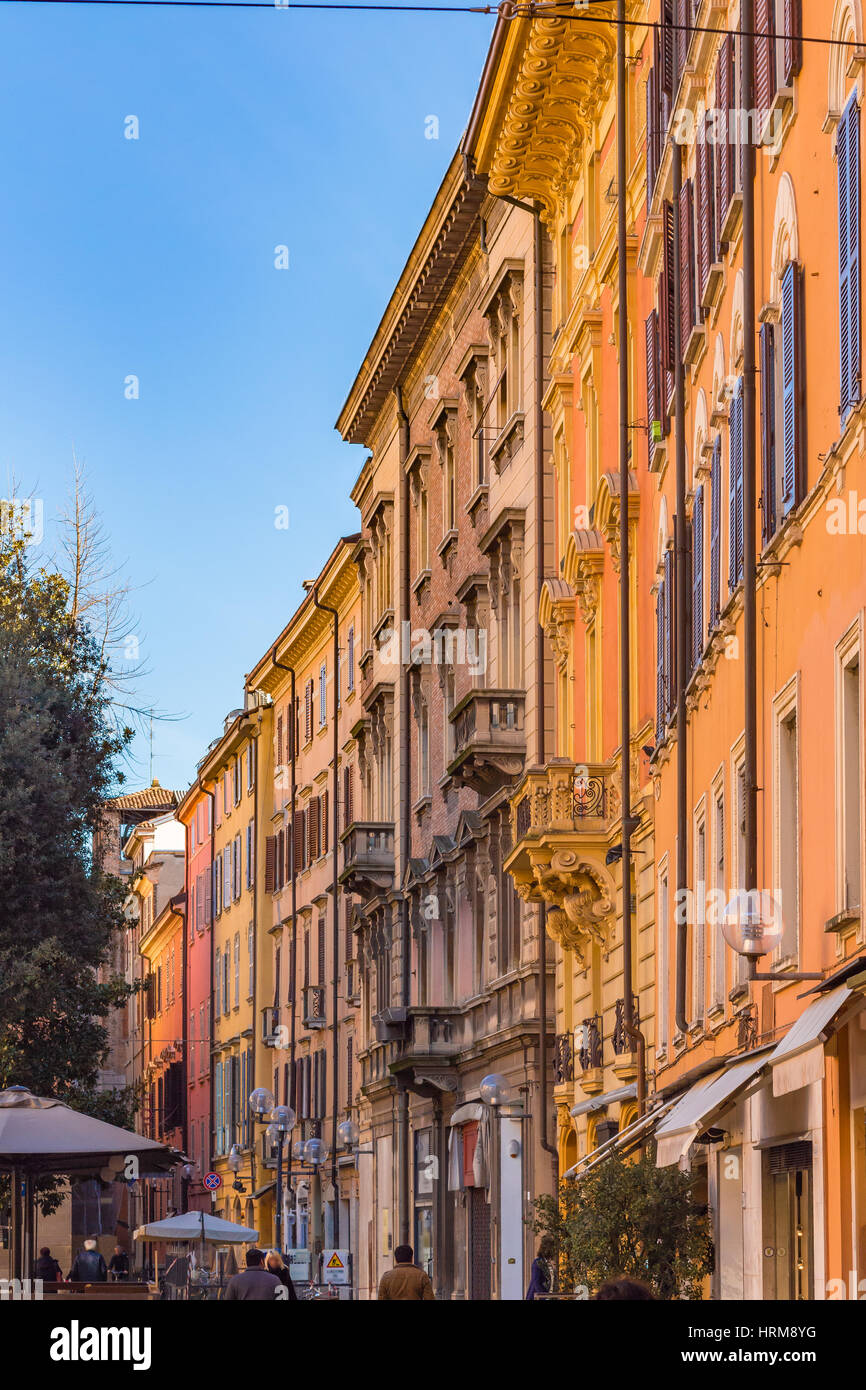 Architecture of the colorful buildings of Modena in Italy Stock Photo ...