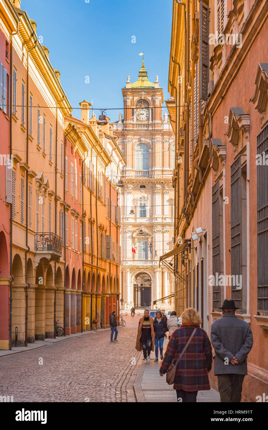Architecture of the colorful buildings of Modena in Italy Stock Photo ...
