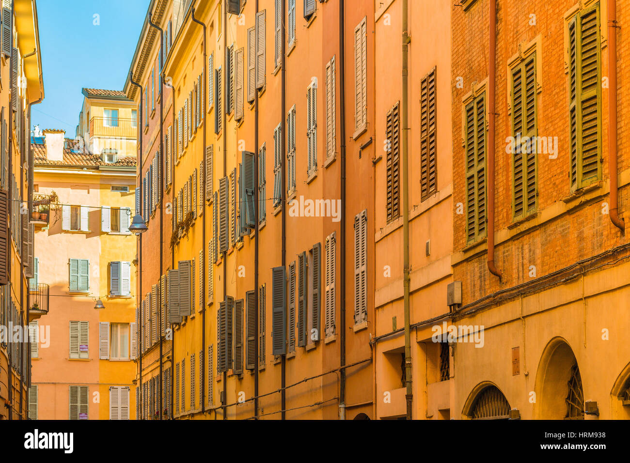 Architecture of the colorful buildings of Modena in Italy Stock Photo ...