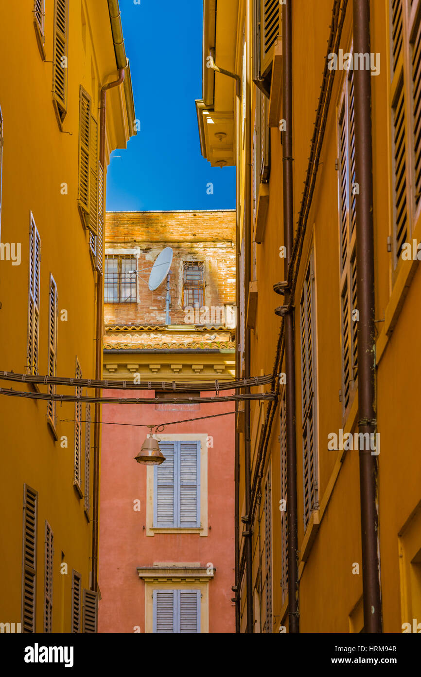 Architecture of the colorful buildings of Modena in Italy Stock Photo ...