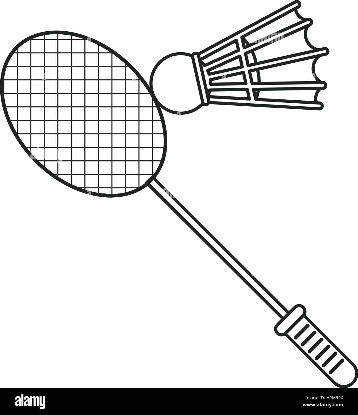 badminton racket shuttlecock sport thin line Stock Vector Image & Art ...