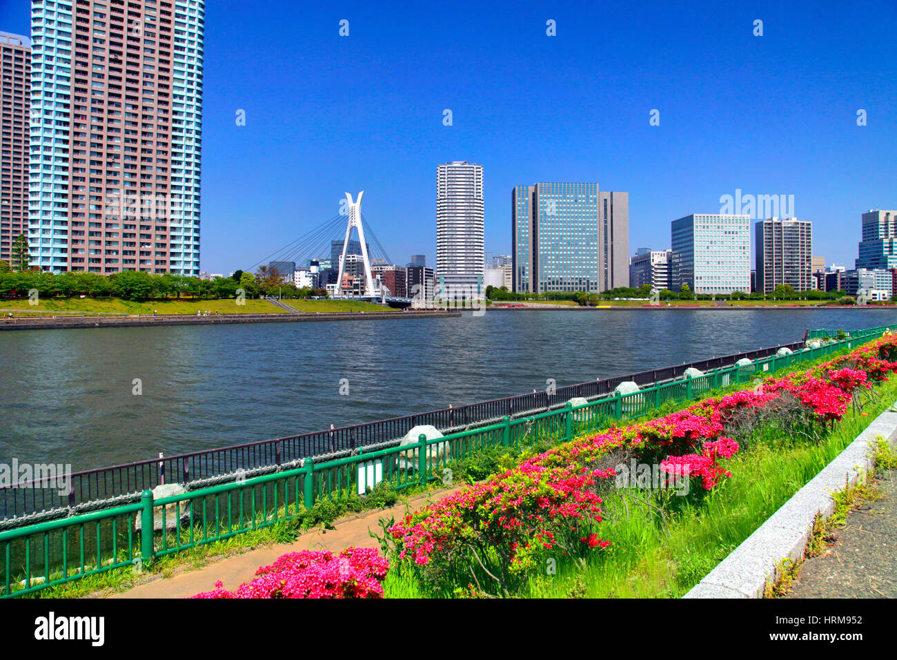 River City 21 view from Sumida River Tokyo Japan Stock Photo - Alamy