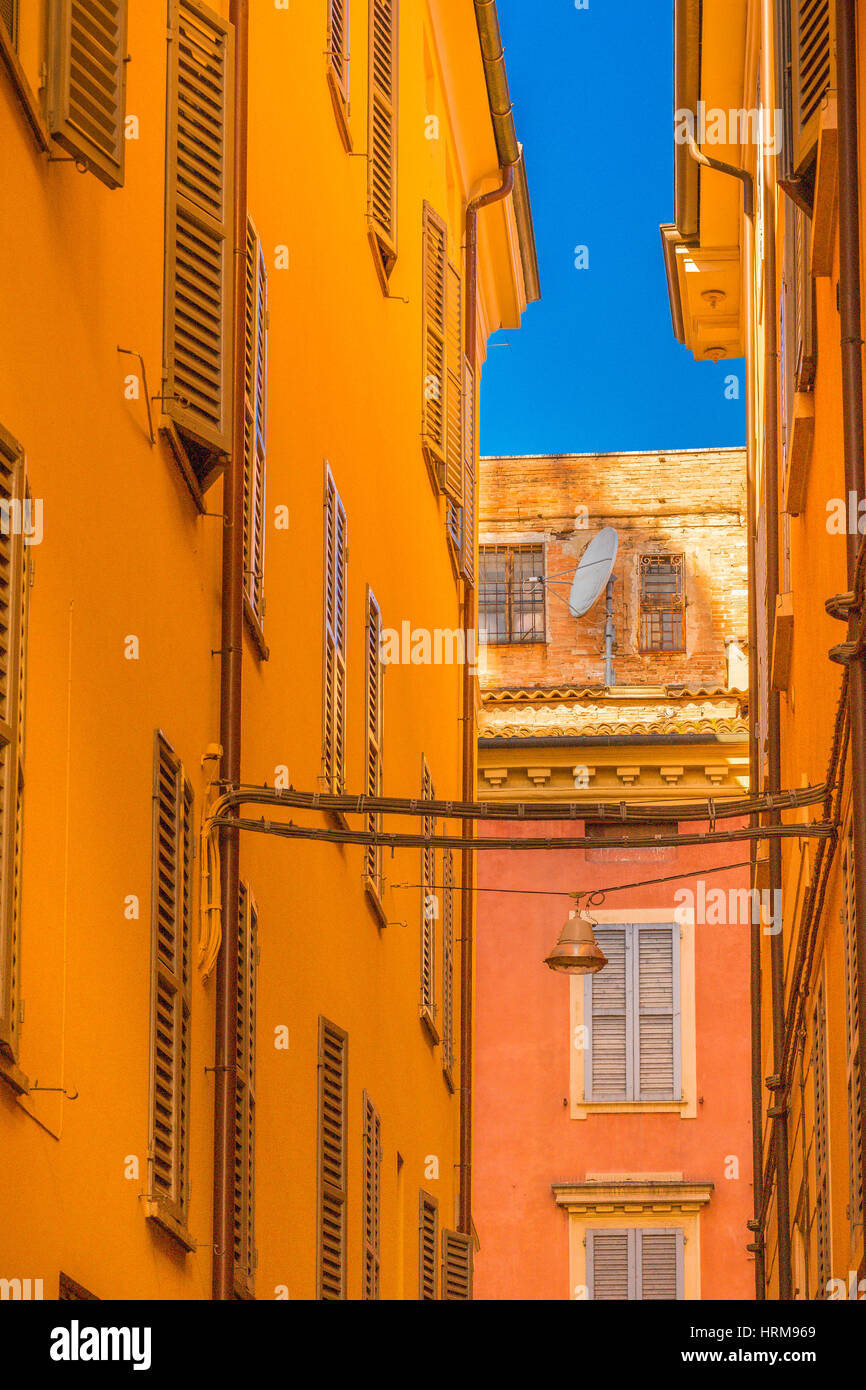 Architecture of the colorful buildings of Modena in Italy Stock Photo ...