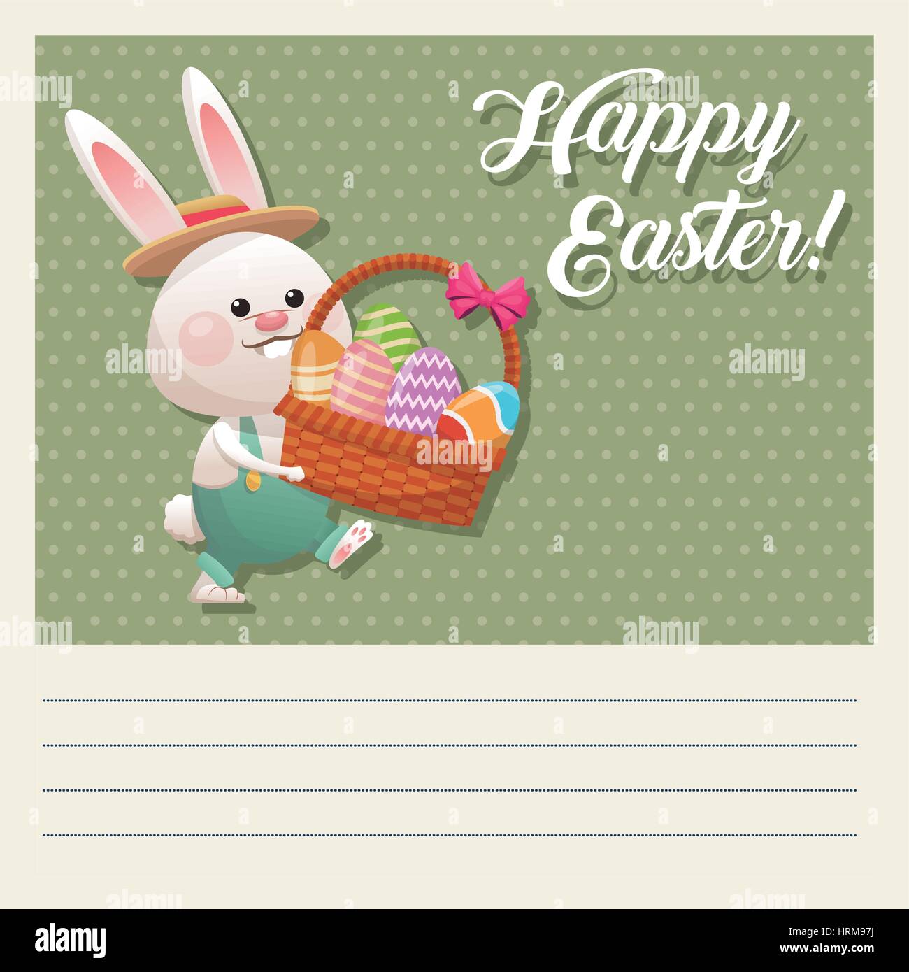 cartoon happy easter bunny basket egg Stock Vector Image & Art - Alamy