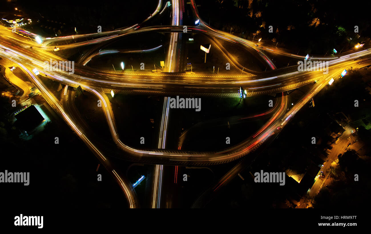 Top view bridge in the night shot Stock Photo - Alamy