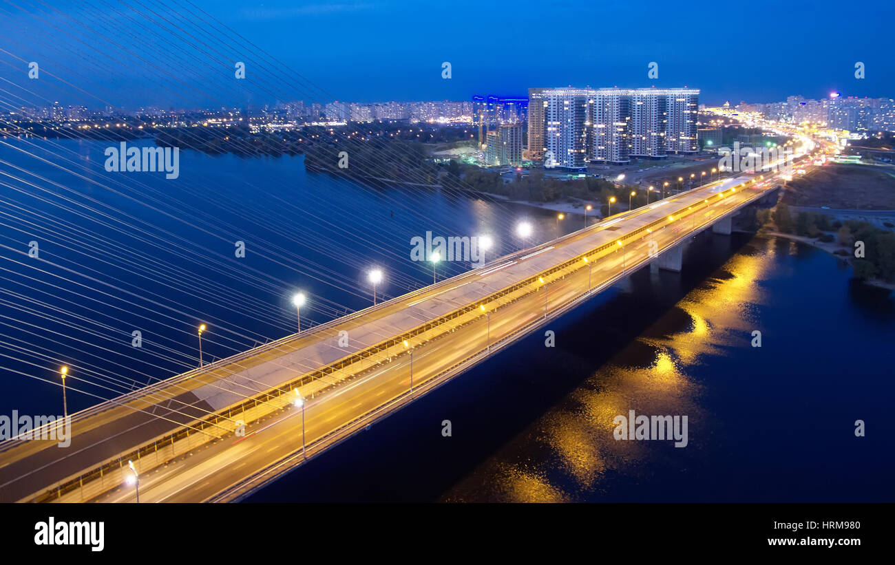 Automobile and railroad bridge in Kiev, the capital of Ukraine. Bridge ...