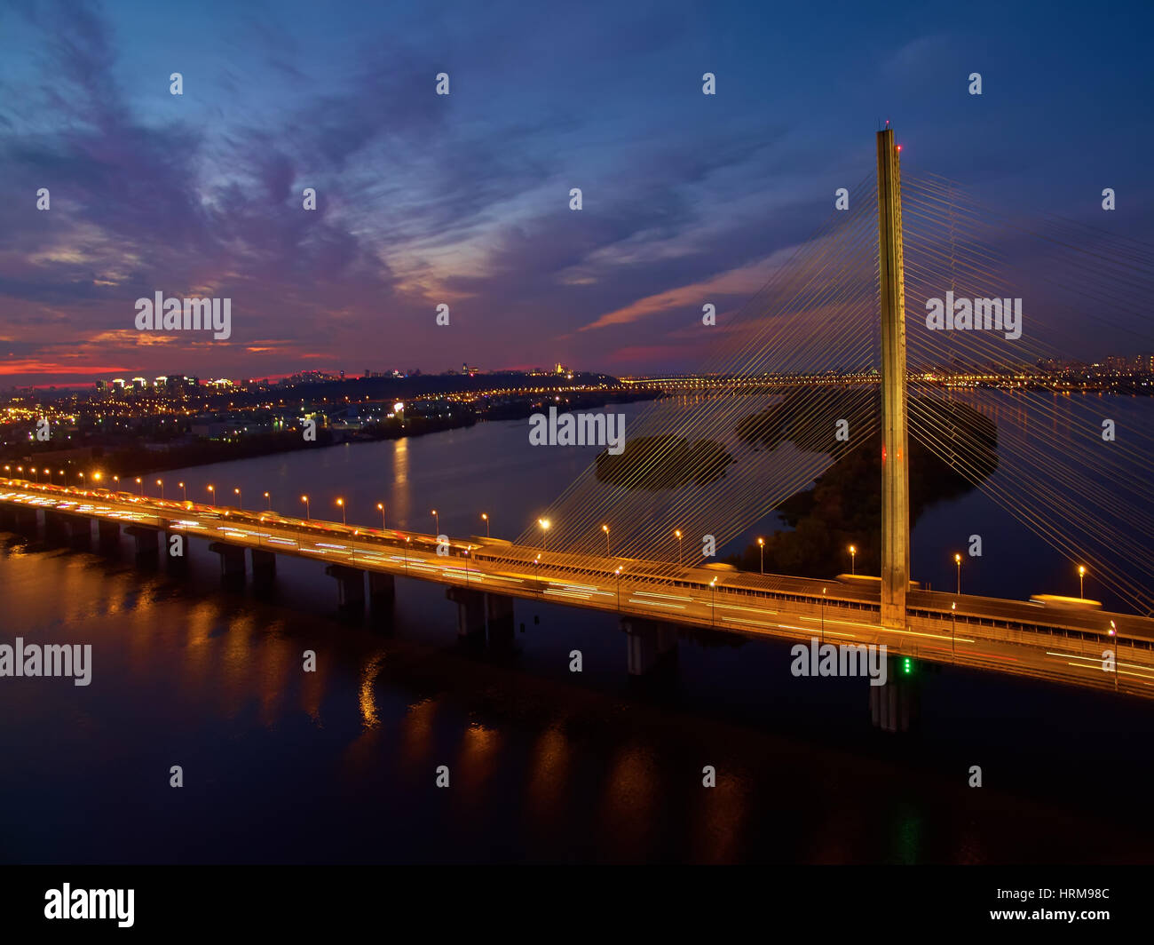 Automobile and railroad bridge in Kiev, the capital of Ukraine. Bridge ...