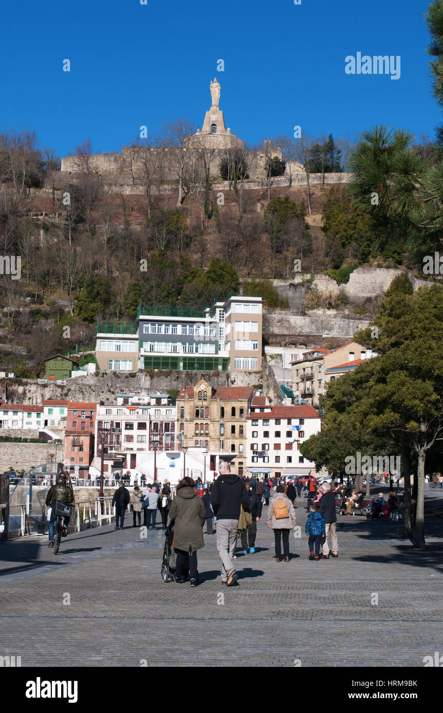 Basque Country, Spain: skyline of the Old City and view of the 12 metre ...