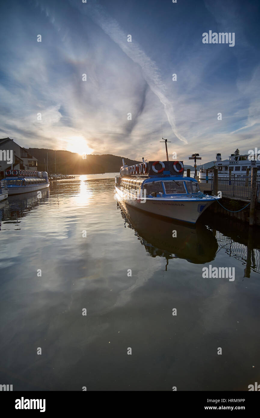 Landing Jetty on Lake Windermere at Dusk Stock Photo - Alamy