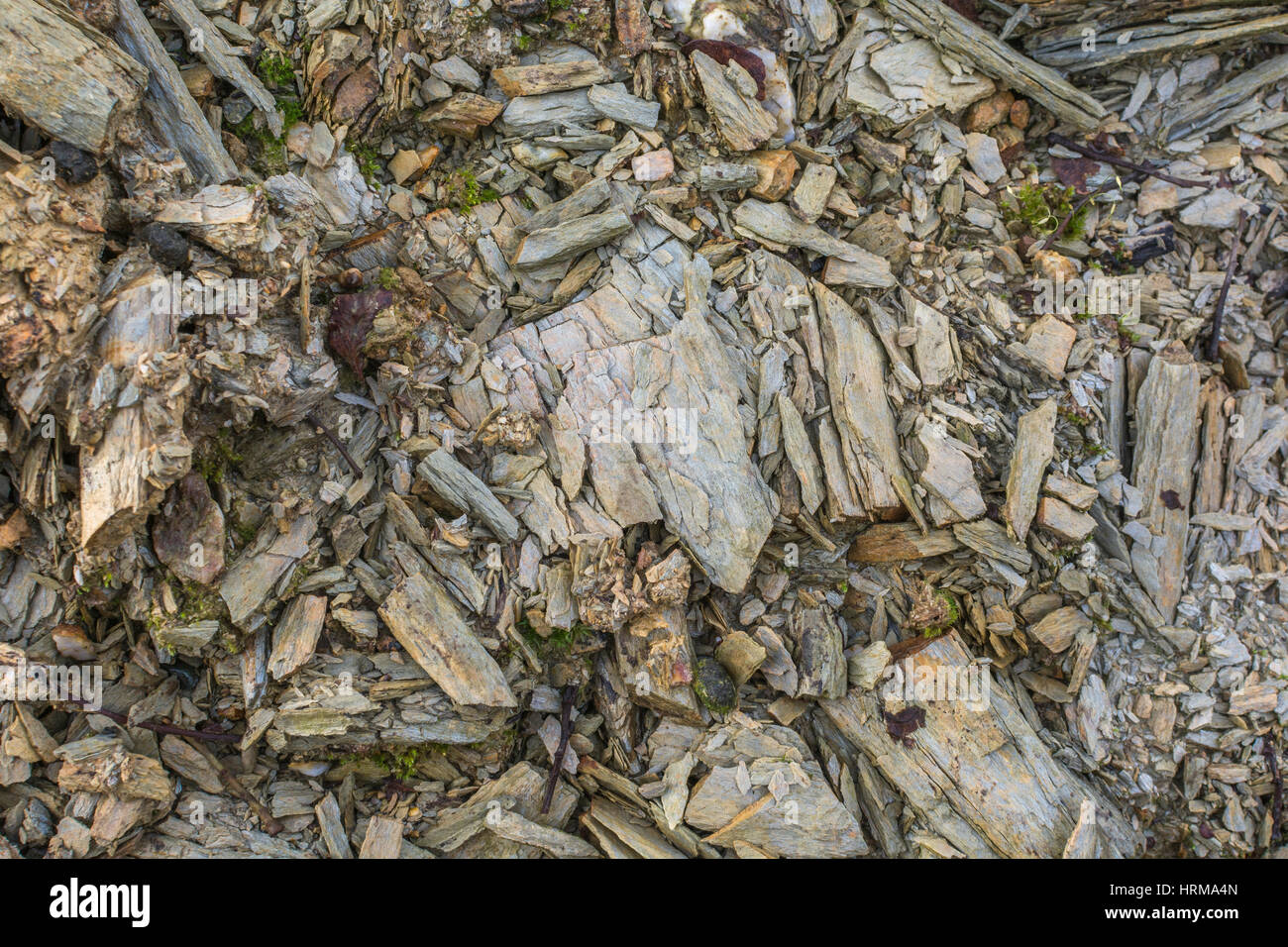 Close up of some splintered / shaptered slate-type rock. Concept 'fall ...