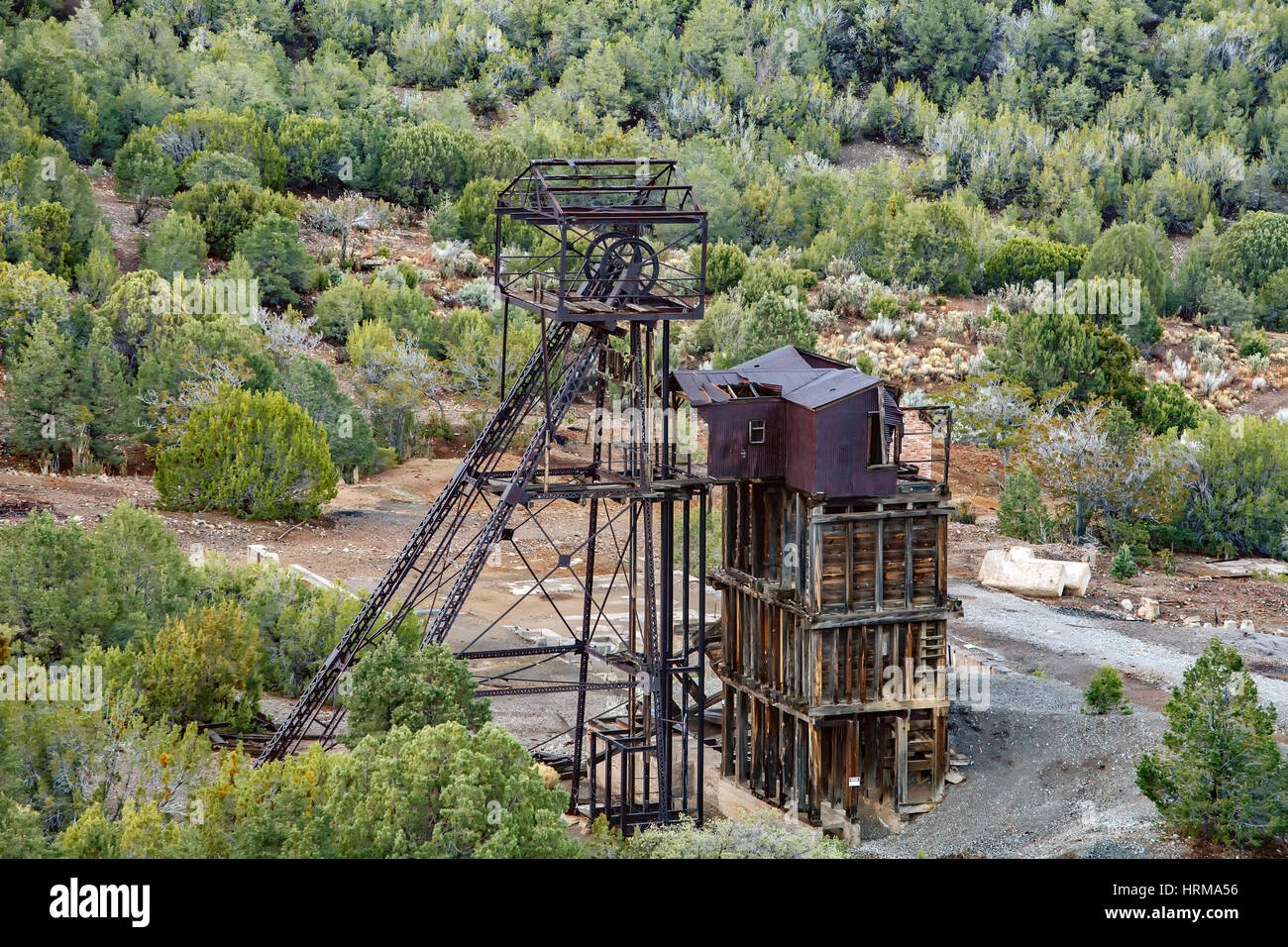 Mining equipment, Kelly Mine (zinc), Kelly ghost town, near Magdalena ...