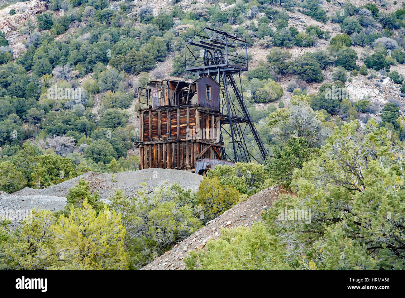 Mining equipment, Kelly Mine (zinc), Kelly ghost town, near Magdalena ...