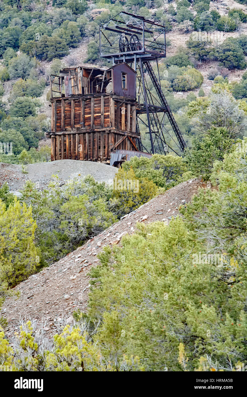 Mining equipment, Kelly Mine (zinc), Kelly ghost town, near Magdalena ...