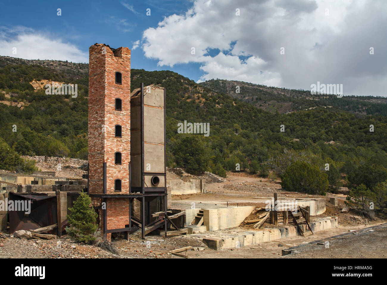 Smelting furnaces, Kelly Mine (zinc), Kelly ghost town, near Magdalena ...