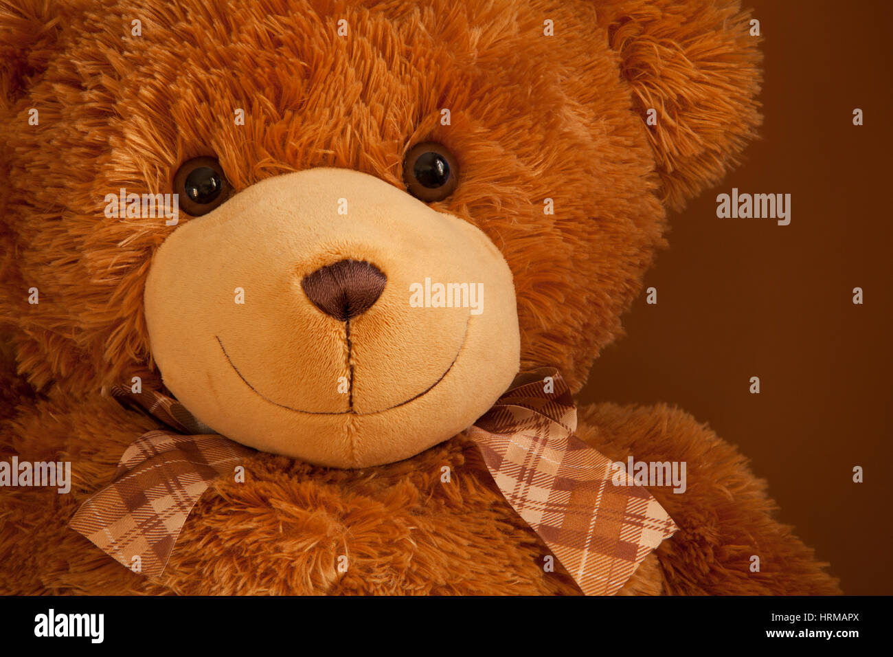 teddy-bear huge eyes smiling, brown plush toy, birthday gift, closeup ...