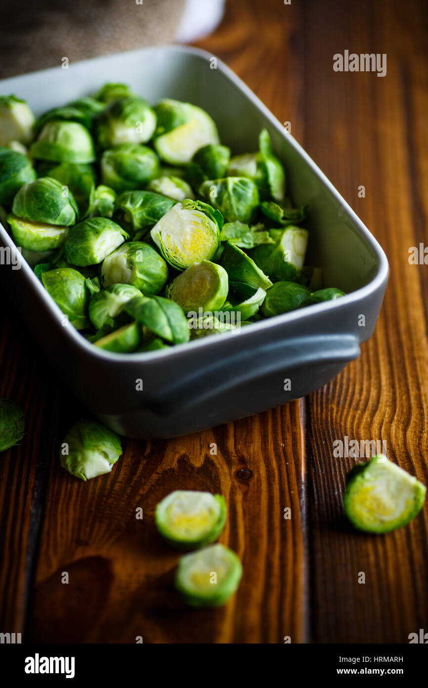 raw Brussels sprouts in ceramic form Stock Photo - Alamy