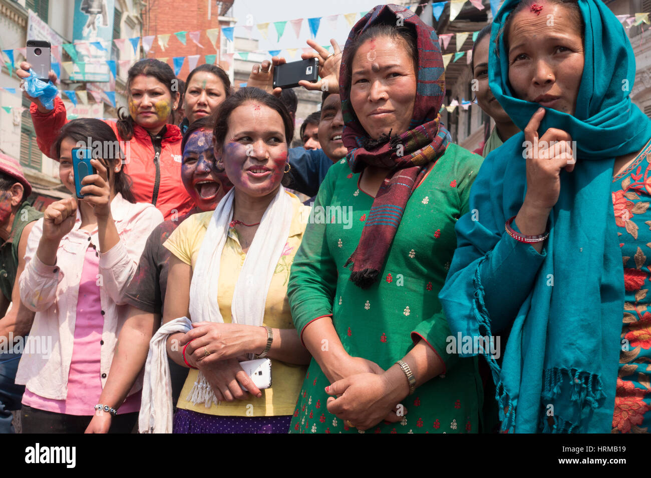 Nepalese women during the Holi Festival, Kathmandu, Nepal Stock Photo ...