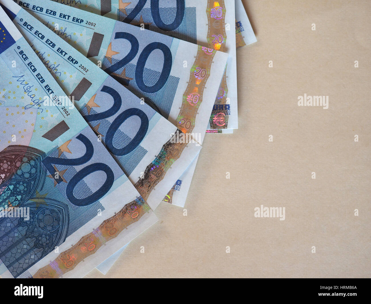 Euro (EUR) banknotes, currency of European Union (EU) with copy space ...