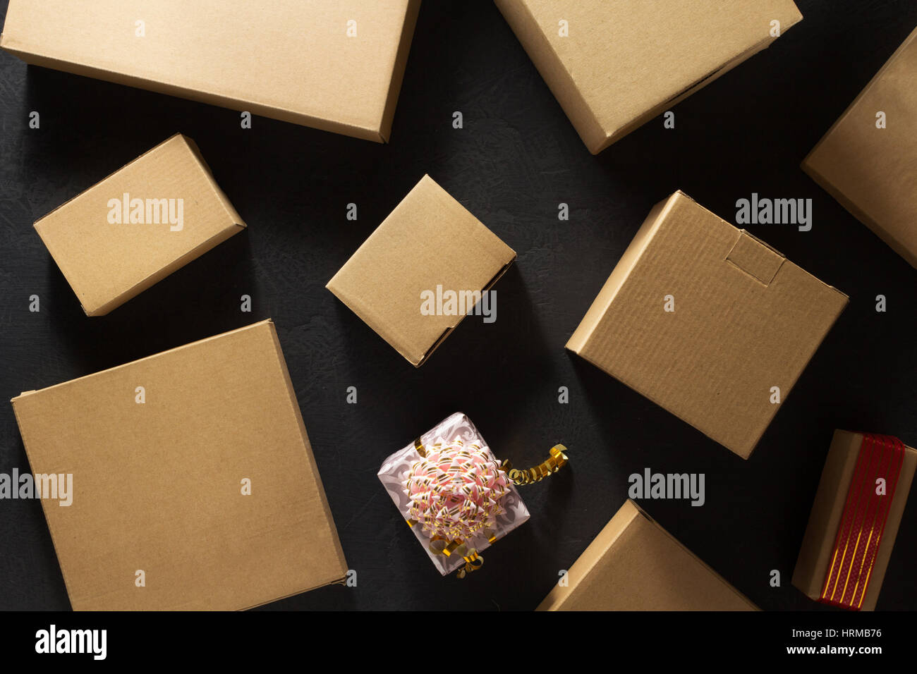 cardboard box on black background Stock Photo - Alamy