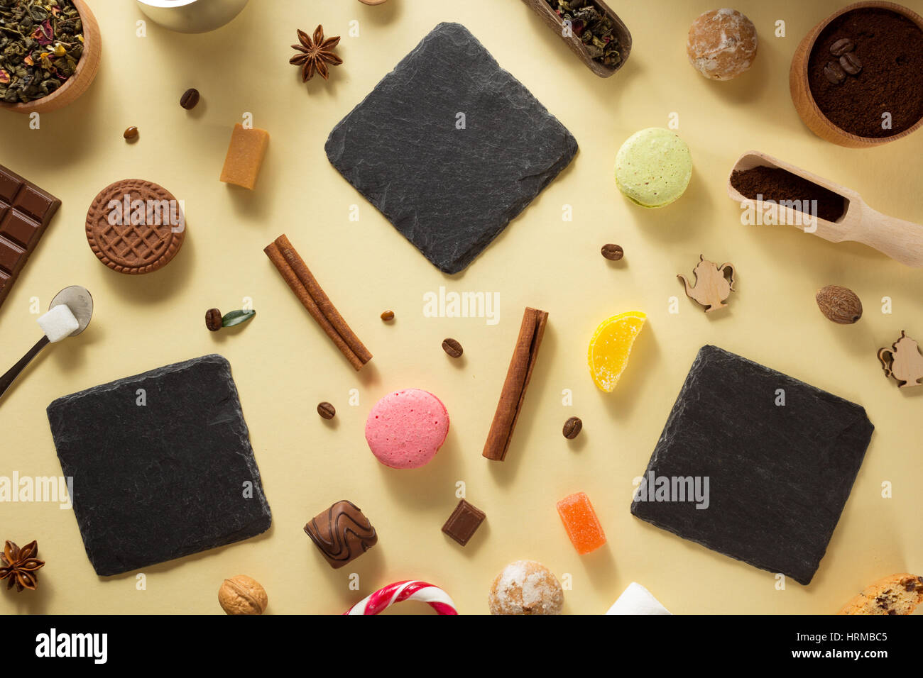 cafe sweets at colorful background texture Stock Photo - Alamy