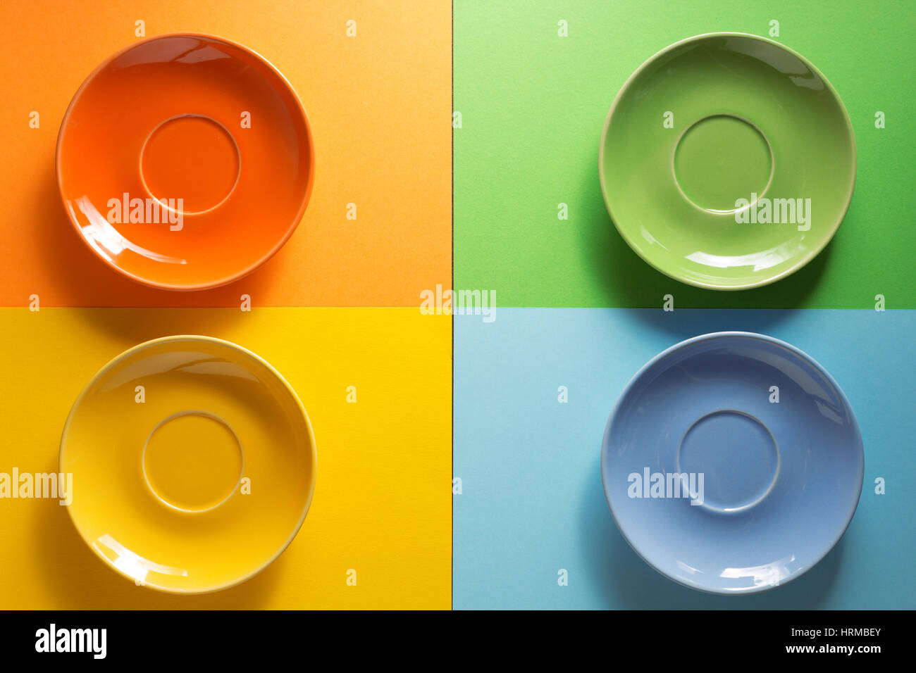 empty plate at abstract colorful background Stock Photo - Alamy