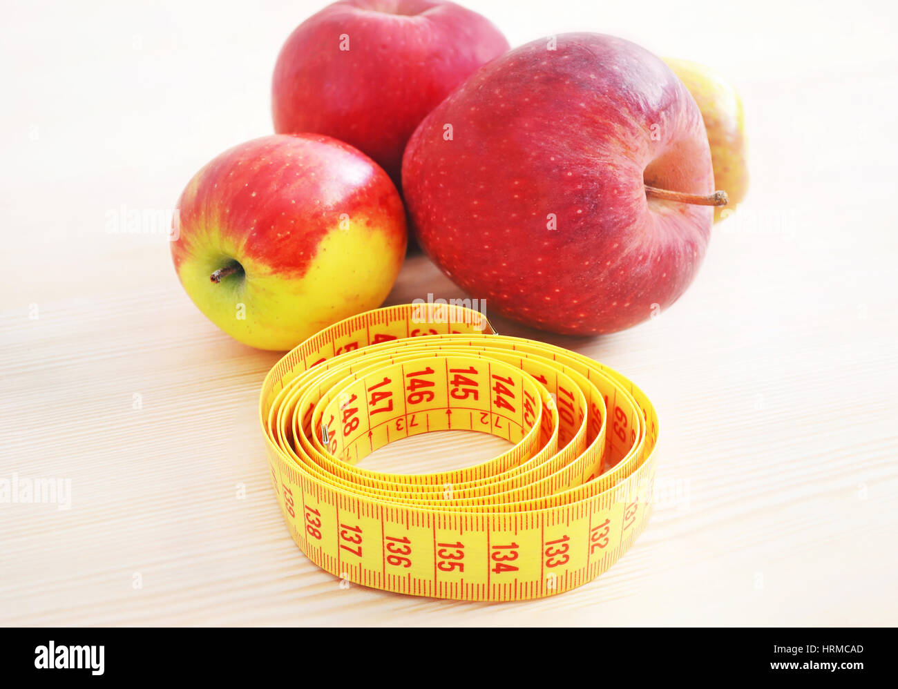 fresh apples with tape measure - diet concept Stock Photo - Alamy