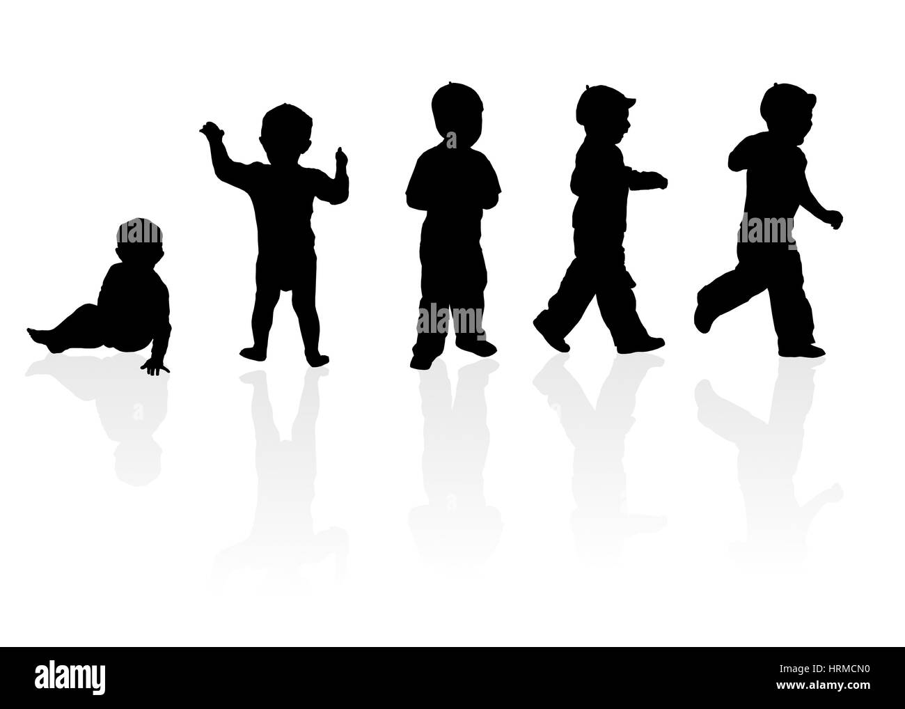 contours with shadows of baby in different stages of growth Stock Photo ...