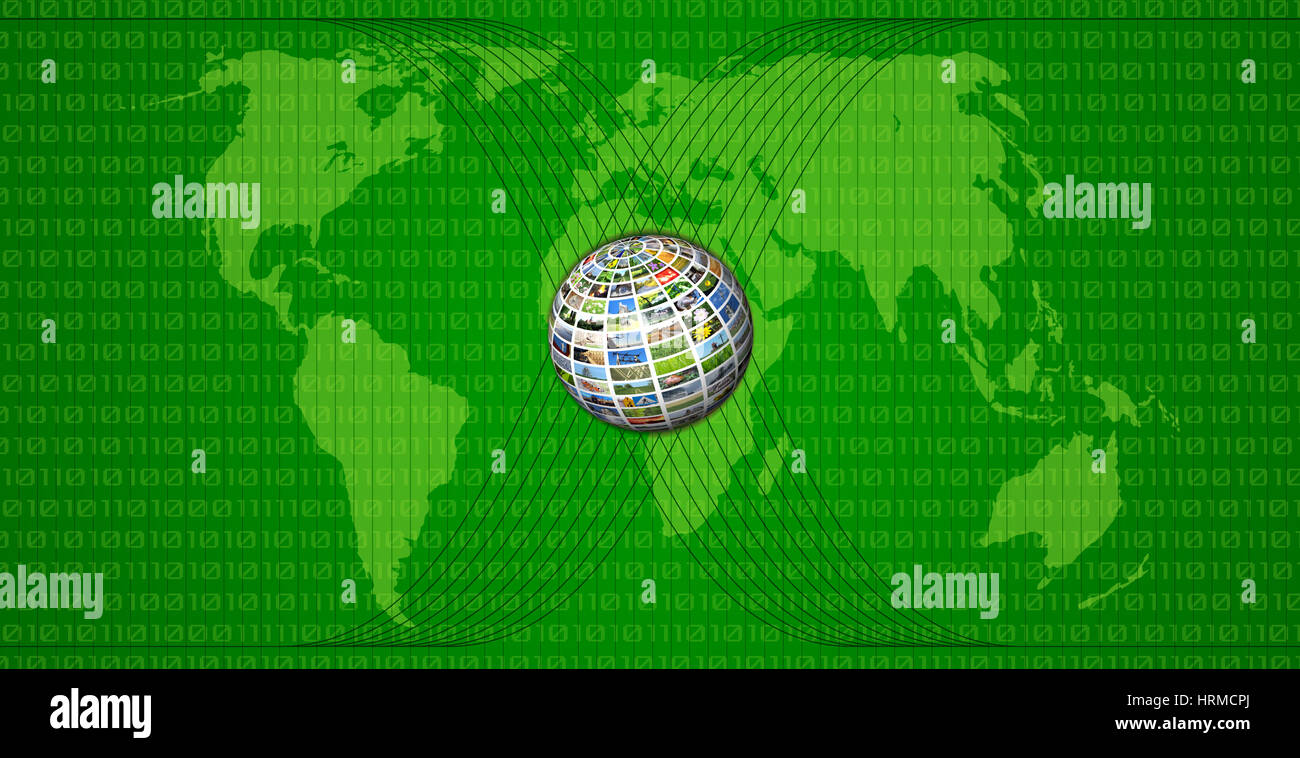 green digital map of world Stock Photo - Alamy
