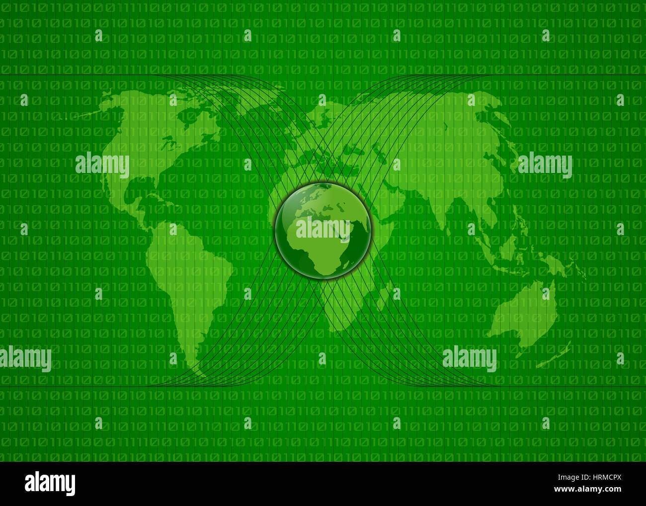 green digital map of world Stock Photo - Alamy