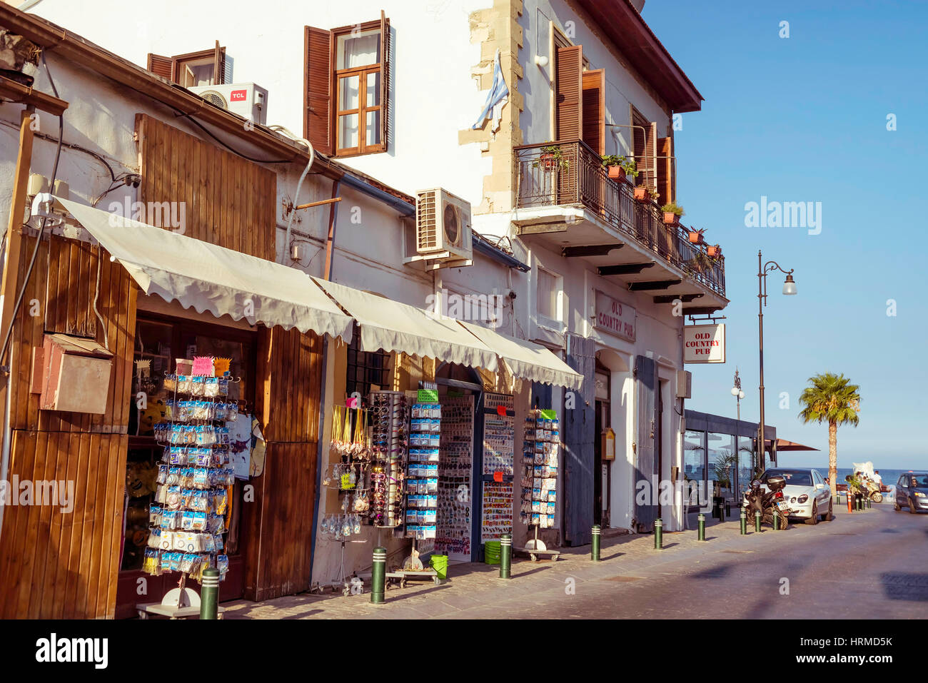LARNACA, CYPRUS - AUGUST 27, 2016: Larnaca old town, pedestrian area ...