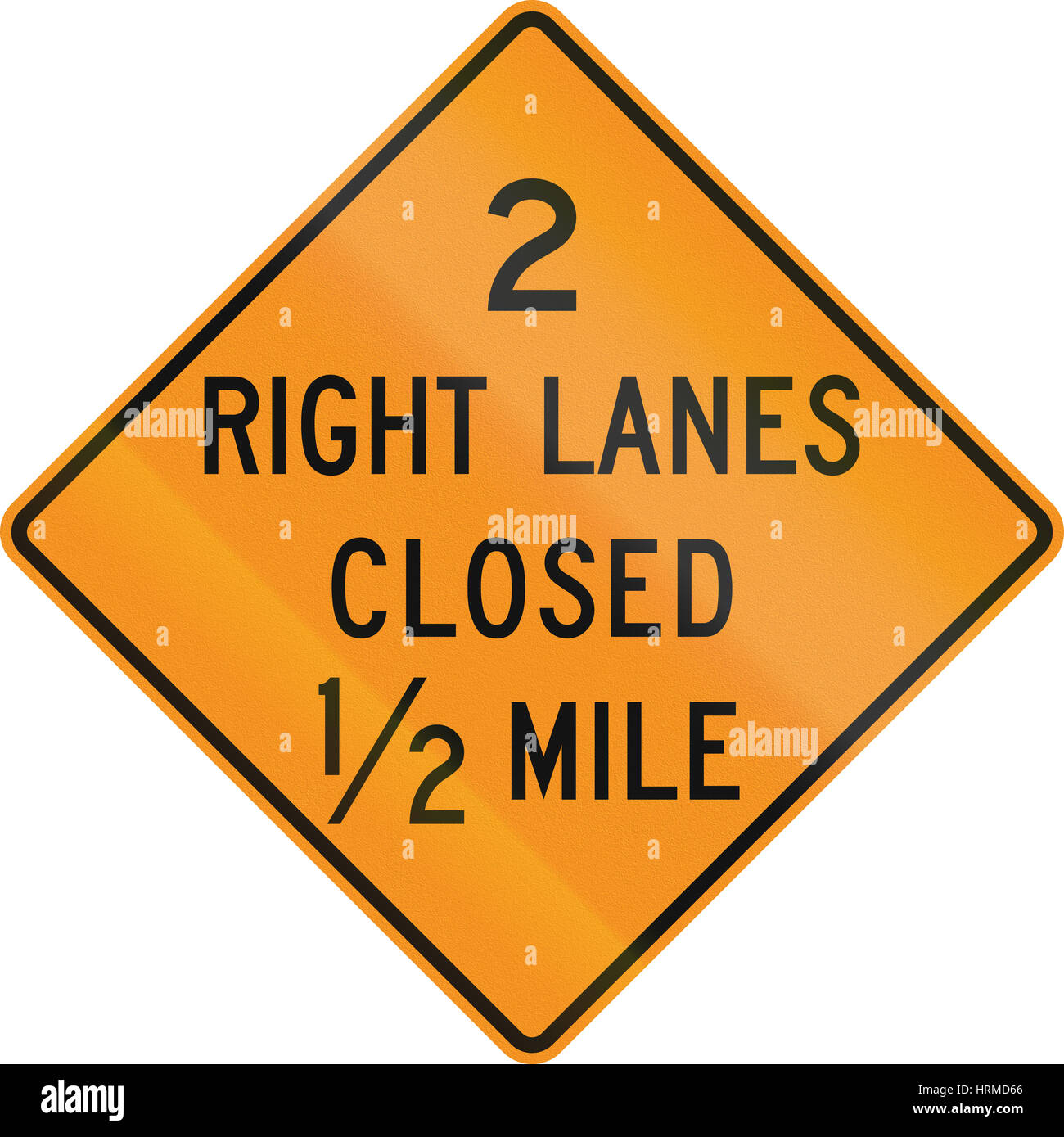 United States MUTCD road sign - Lanes closed Stock Photo - Alamy