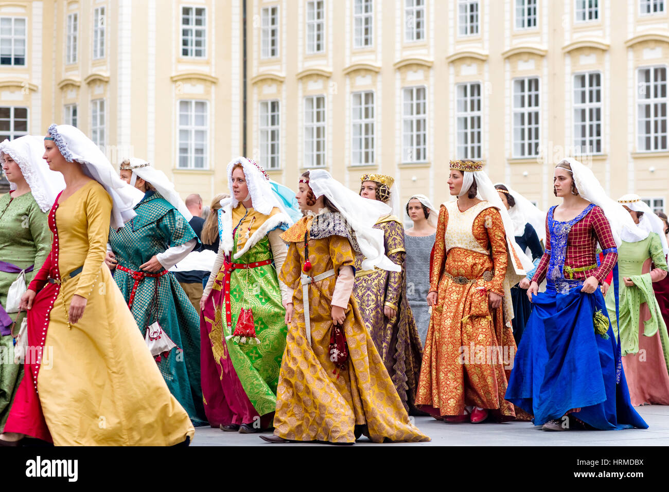 RAGUE, CZECH REPUBLIC - SEPTEMBER 04, 2016: Noble Women at re-enactment ...