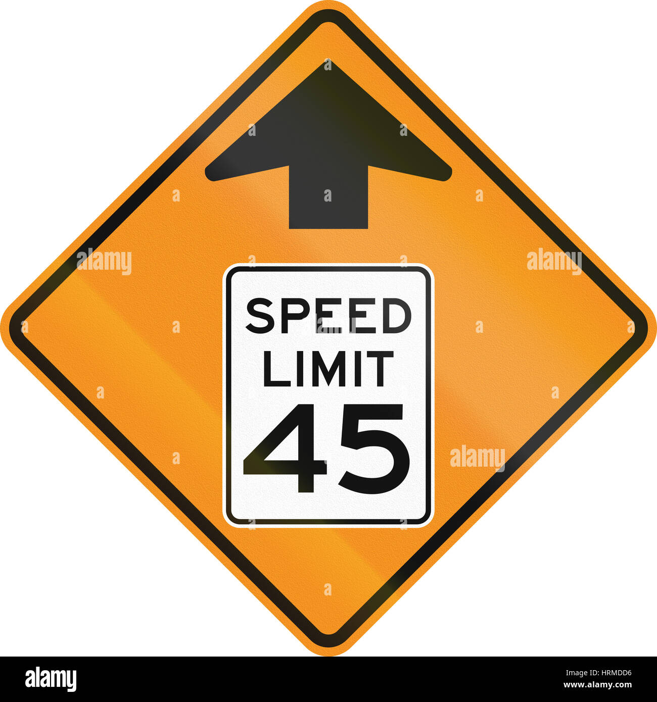 Temporary road control version - 45 MPH Zone ahead Stock Photo - Alamy