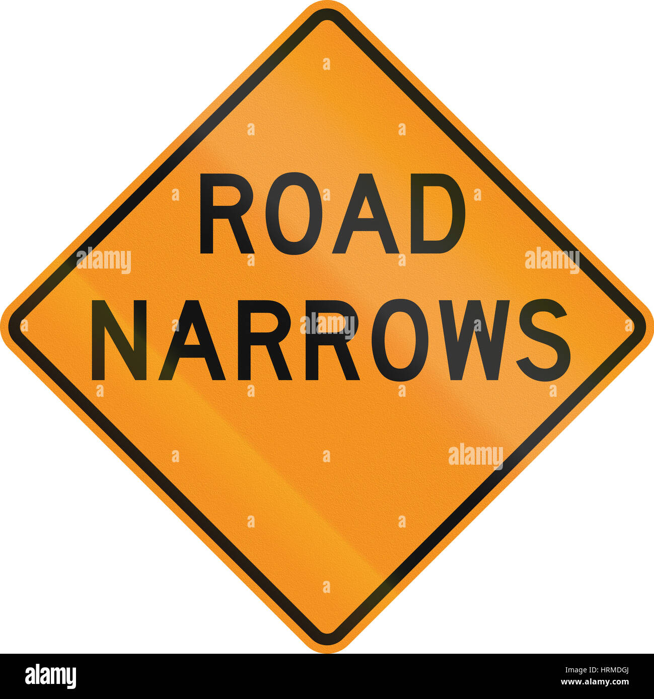 United States MUTCD road sign - Road narrows Stock Photo - Alamy