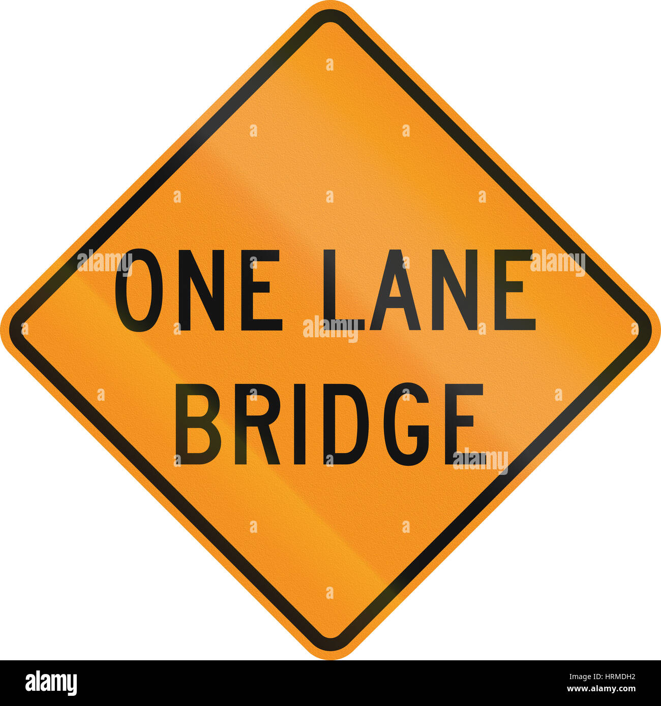 United States MUTCD road sign - One lane bridge Stock Photo - Alamy